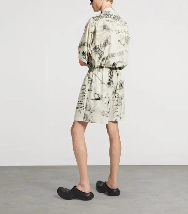 Balenciaga Washed Crayon Print Shorts