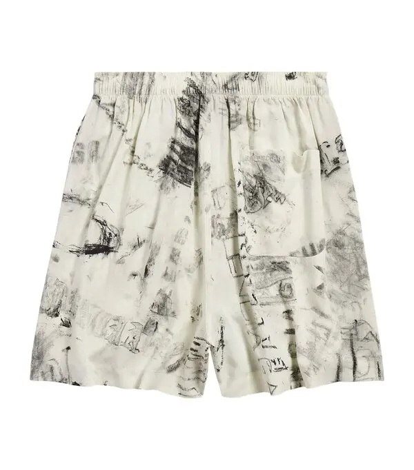 Balenciaga Washed Crayon Print Shorts