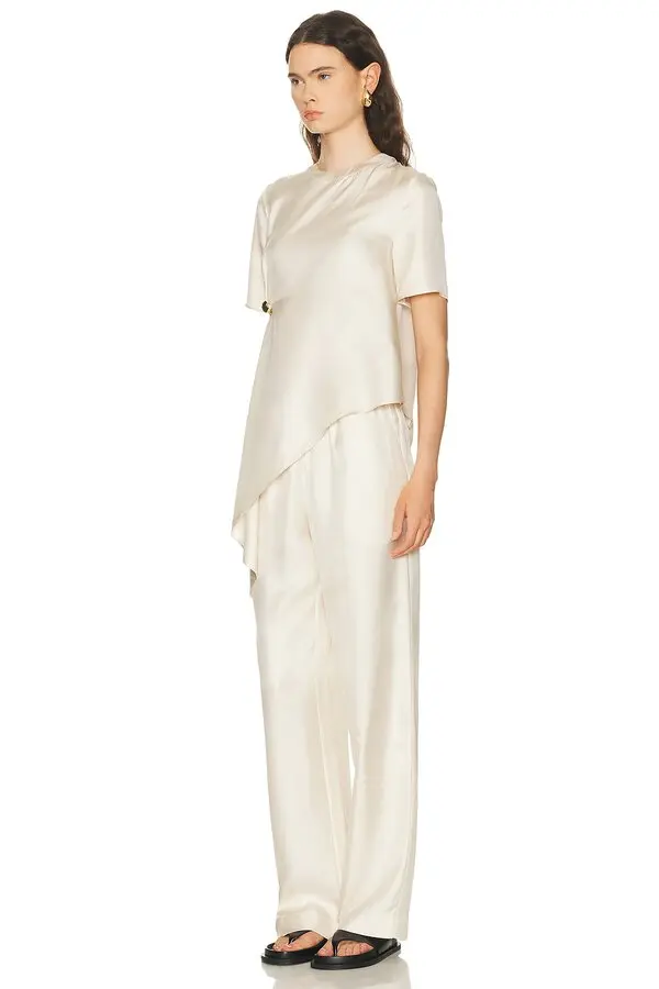 Loulou De Saison Madea Asymmetric Draped Top - Ivory