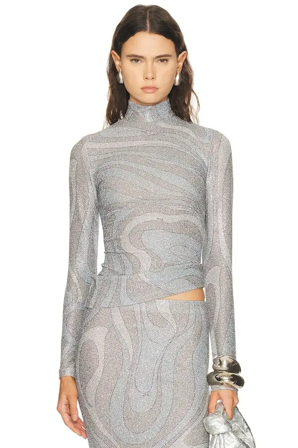 Emilio Pucci Long Sleeve Top - Argento