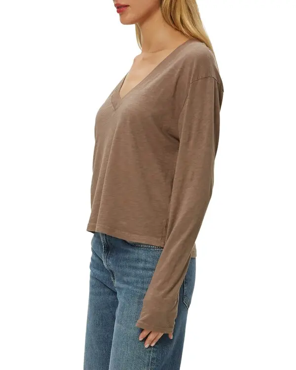 Michael Stars Brea Cropped V-neck Tee - Cobblestone