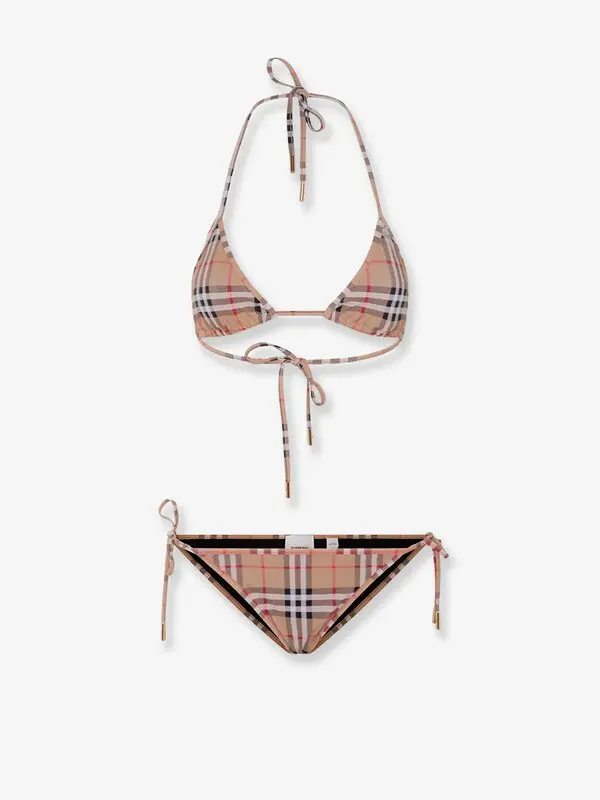 Burberry Cobb Bikini With Traditional Check Pattern - Beige