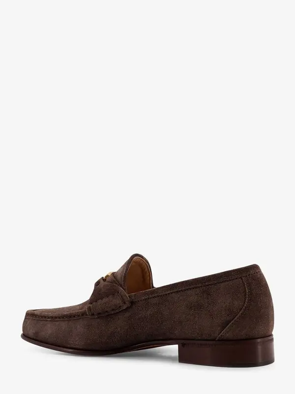 Valentino Garavani Suede Loafers With Metal Vlogo Signature - Grey