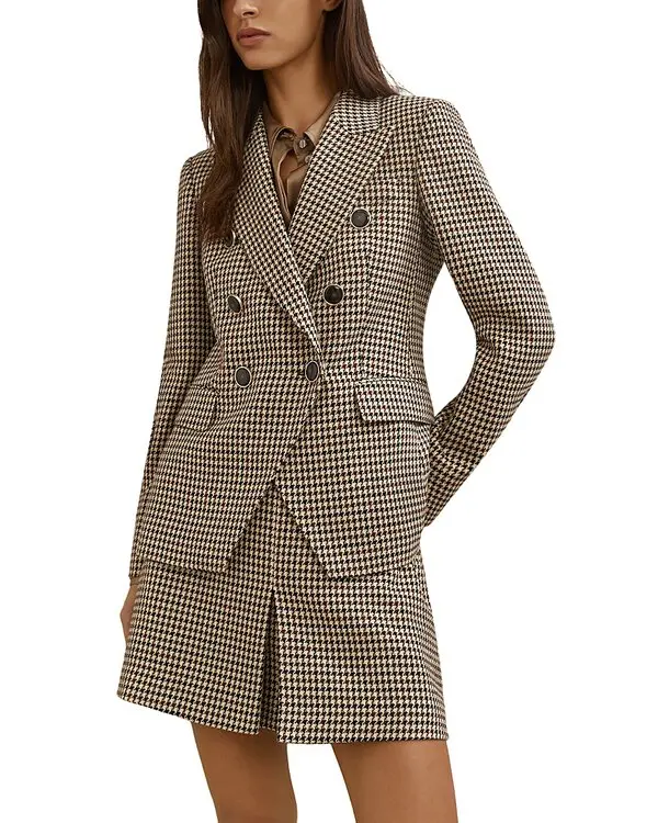 REISS Petite Hartley Double Breasted Check Jacket
