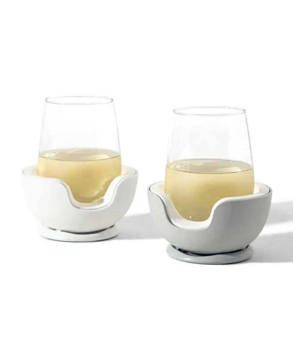 UNCOMMON GOODS Personal Stemless Wine Chiller, Set Of Chill Cradle And Stand - Blush