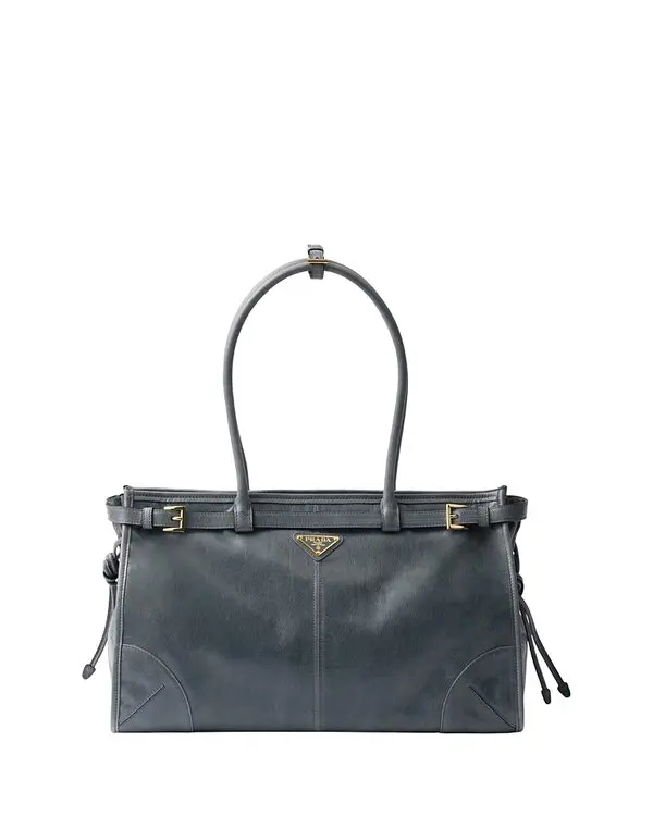 Prada Bonnie Large Leather Handbag - Blue