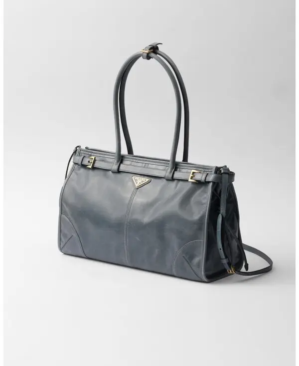 Prada Bonnie Large Leather Handbag - Blue