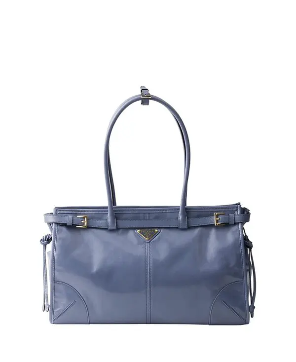 Prada Bonnie Large Leather Handbag - Dark Blue