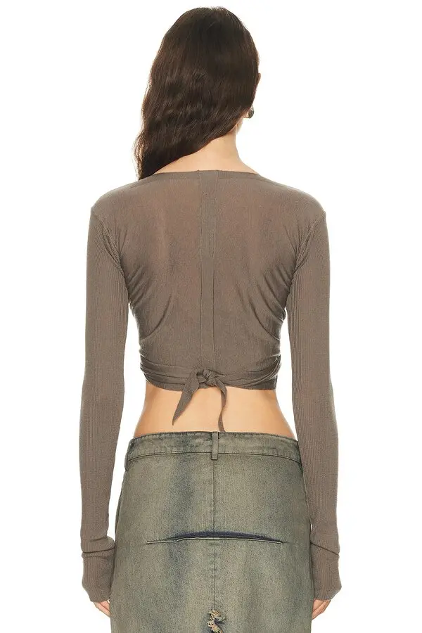 Rick Owens Cropped Wrap Top - Dust