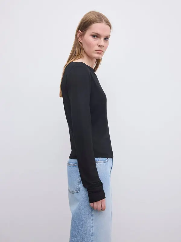 HOUSE OF DAGMAR Ls Square Neck Top - Black