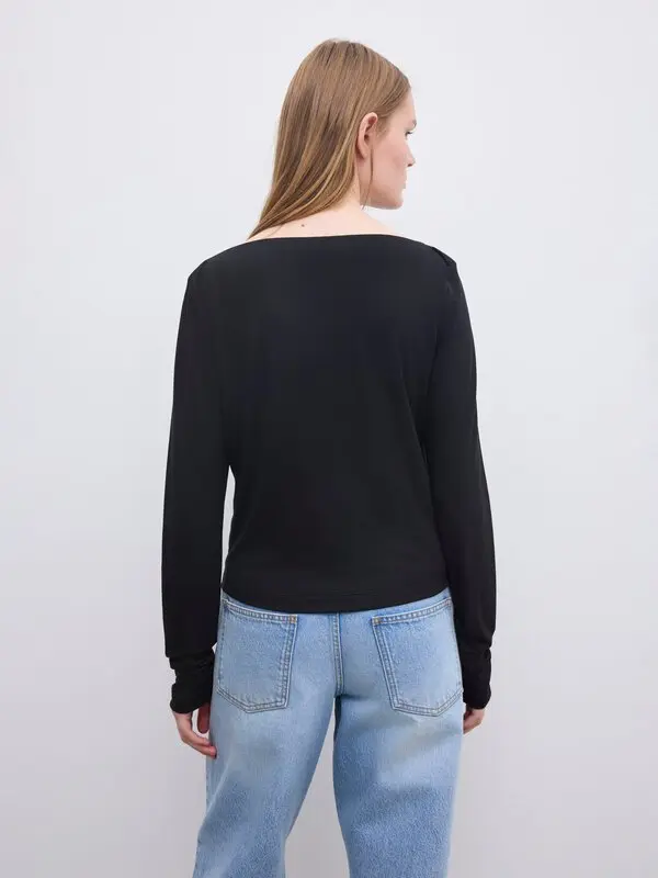 HOUSE OF DAGMAR Ls Square Neck Top - Black