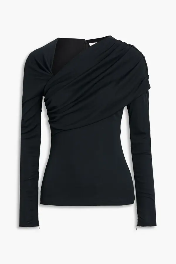 Carolina Herrera Asymmetric Draped Jersey Top