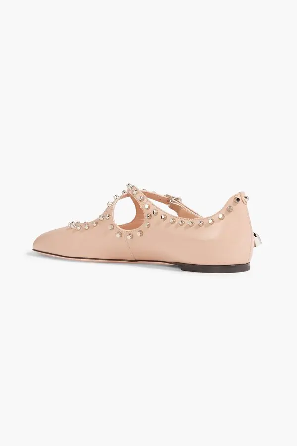 Bally Beliska Studded Leather Mary Jane Flats - Neutral