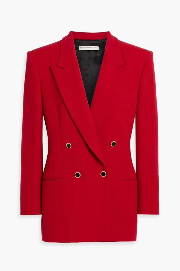 Alessandra Rich Double-breasted Wool Blazer - Red