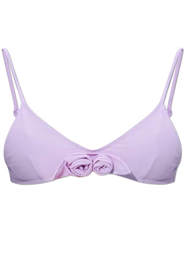 Coperni Violet Bikini Top With Fabric Rose Detail - Purple