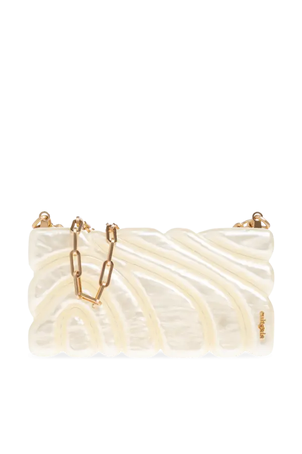 Cult Gaia Aura Envelope Clutch With Gold Chain - Cream