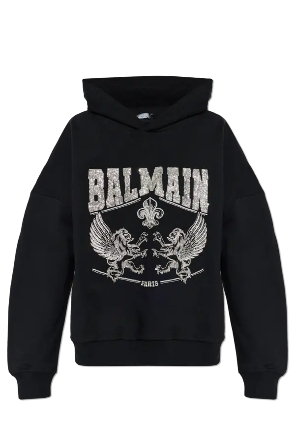Balmain Sweatshirt With Shimmering Appliqués - Black