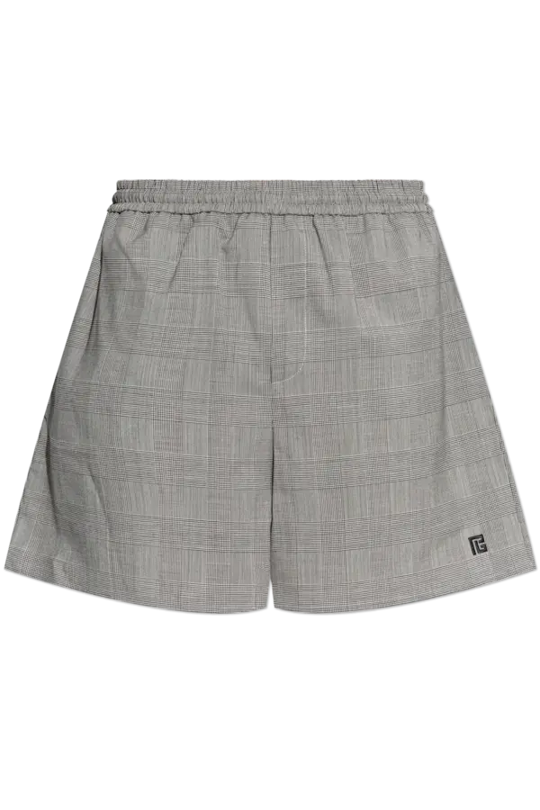Balmain Houndstooth Virgin Wool Shorts - Grey