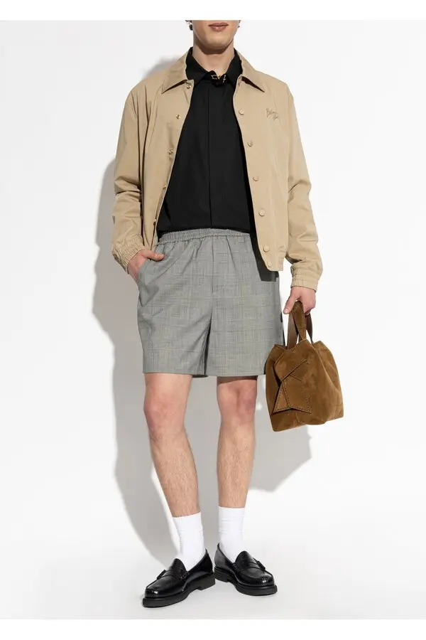 Balmain Houndstooth Virgin Wool Shorts - Grey