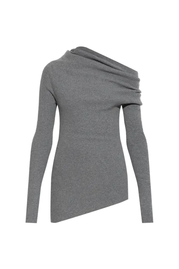 LISA YANG Agie Asymmetrical Knit Sweater - Grey