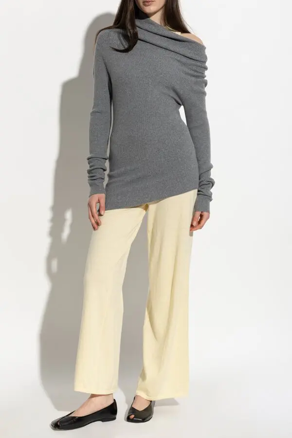 LISA YANG Agie Asymmetrical Knit Sweater - Grey