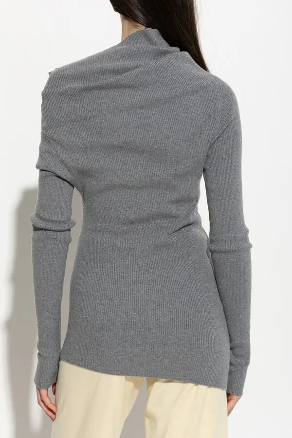 LISA YANG Agie Asymmetrical Knit Sweater - Grey