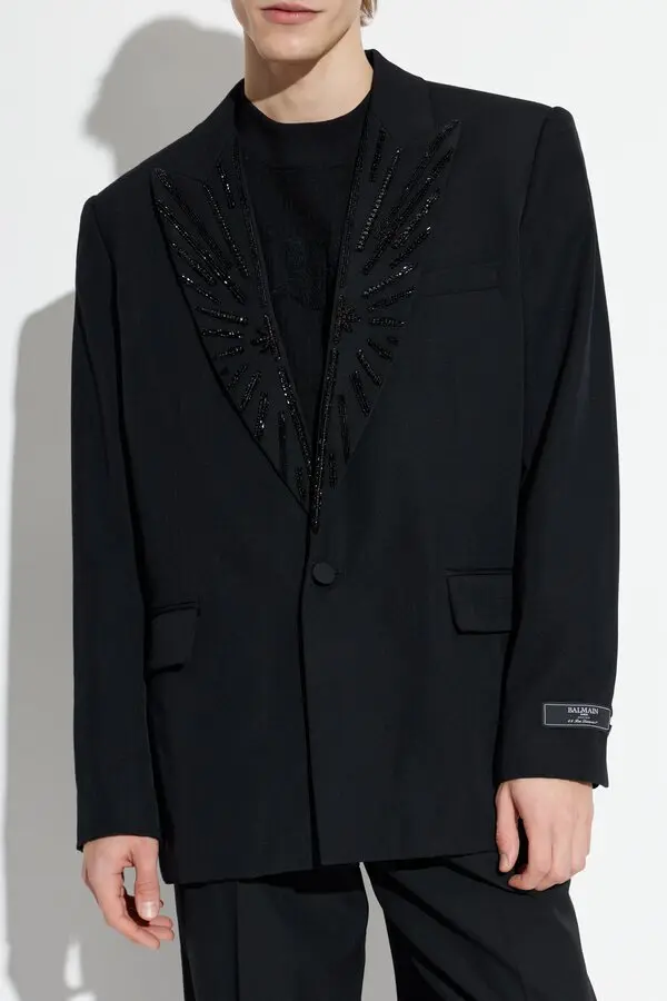 Balmain Wool Blazer With Shimmering Appliqués