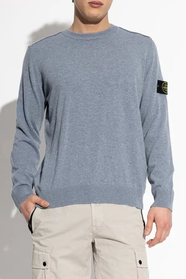 Stone Island Wool Crew Neck Sweater - Light Blue