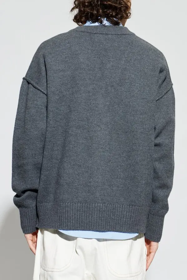 Ami Wool Cardigan With Logo