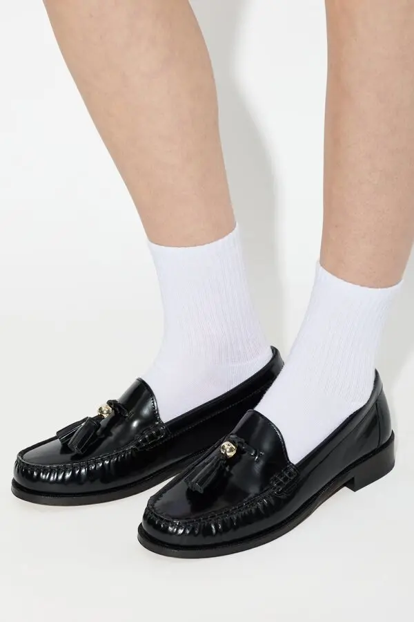 Furla College Leather Loafers - Black