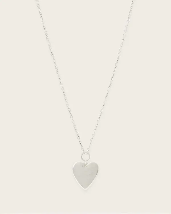 ALLSAINTS Lia Large Heart Necklace - Warm Silver