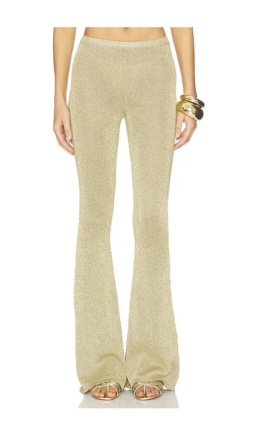 LESLIE AMON Dore Metallic Knit Pants