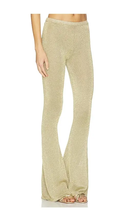 LESLIE AMON Dore Metallic Knit Pants