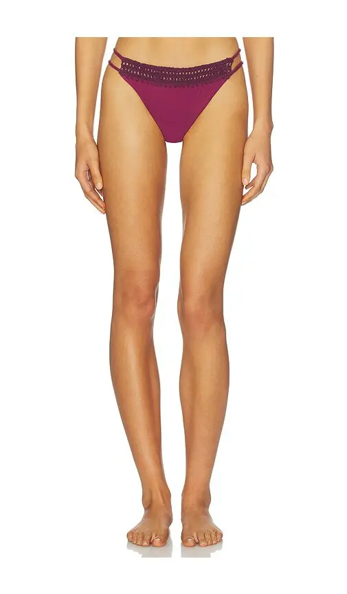 LESLIE AMON Garis Trim Bikini Bottom - Deep Red
