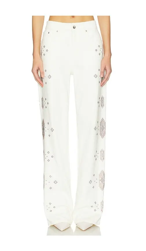 Retrofete Marinda Jeans With Geometric Rhinestone Embellishments