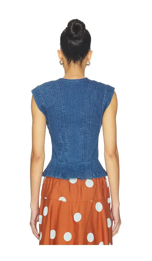 Free People Dylan Denim Vest - Medium Blue