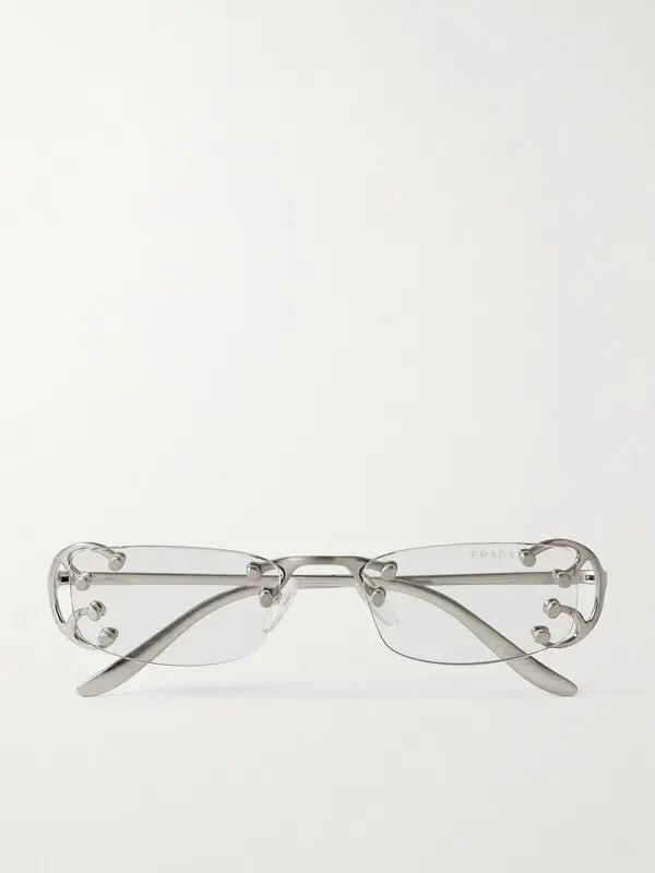 Prada Square Frame Optical Glasses - Silver