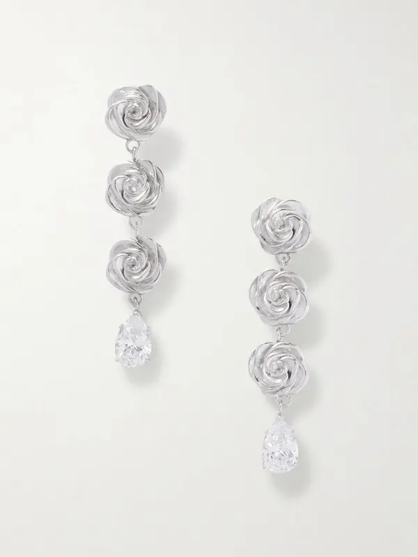 Magda Butrym Rhodium-plated Crystal Earrings - Silver