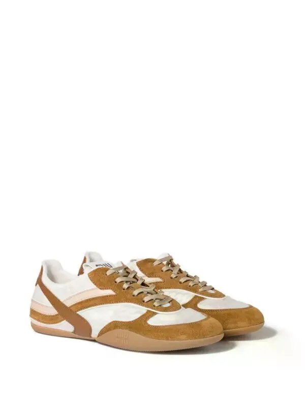 Miu Miu Suede-panel Sneakers - Brown