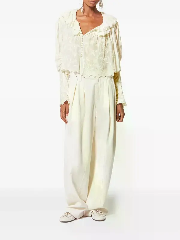 Isabel Marant Étoile Zelly Ruffled Embroidered Blouse - Neutrals