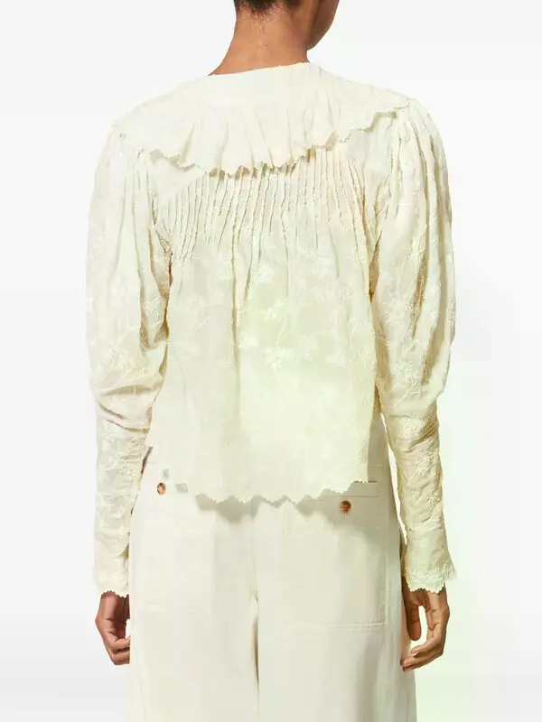 Isabel Marant Étoile Zelly Ruffled Embroidered Blouse - Neutrals