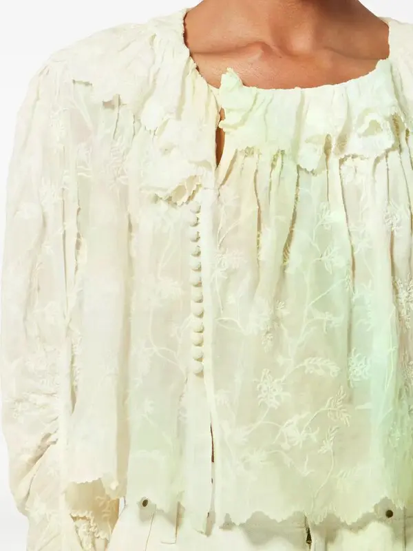 Isabel Marant Étoile Zelly Ruffled Embroidered Blouse - Neutrals