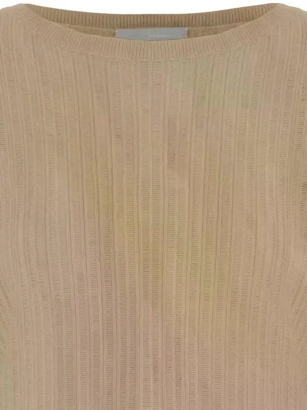 ALLUDE Ribbed Knit Crew Neck Long Sleeve Sweater