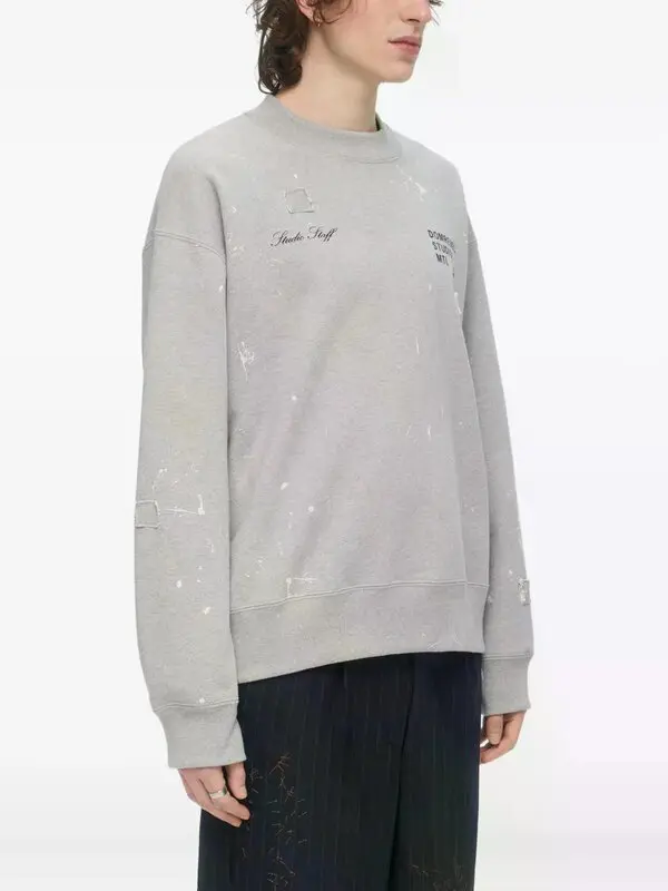 DOMREBEL Paint-splatter Crew-neck Sweatshirt - Grey