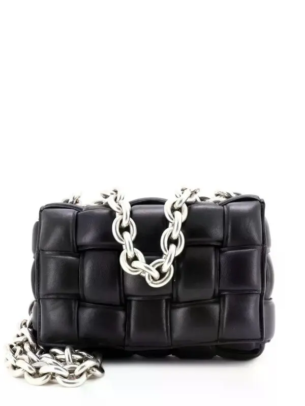 Bottega Veneta Cassette Chain Padded Maxi Intrecciato Leather Crossbody Bag - Black