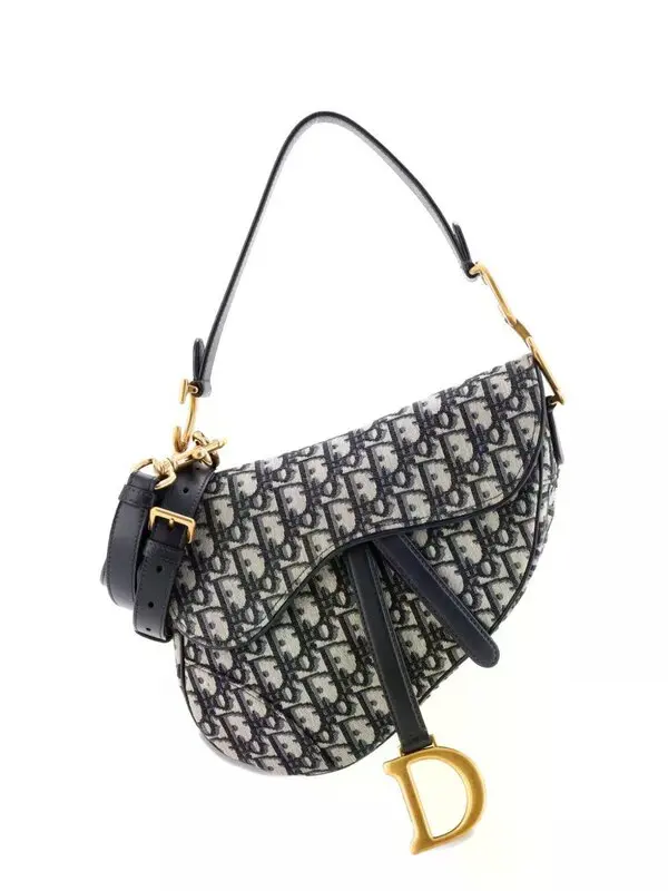Dior Saddle Handbag With Strap Oblique Canvas Medium Shoulder Bag - Blue