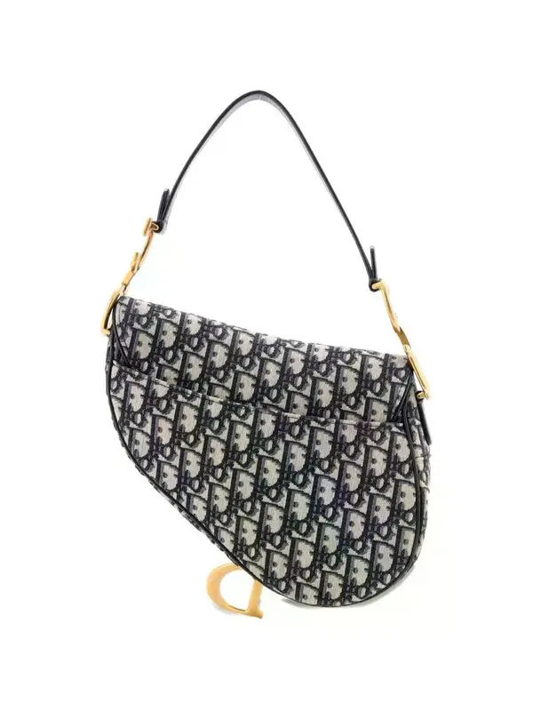 Dior Saddle Handbag With Strap Oblique Canvas Medium Shoulder Bag - Blue