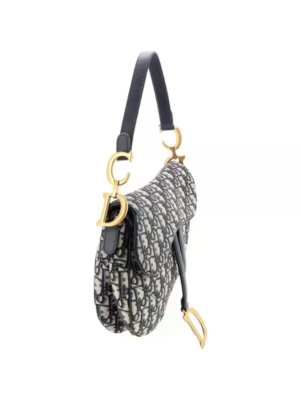 Dior Saddle Handbag With Strap Oblique Canvas Medium Shoulder Bag - Blue