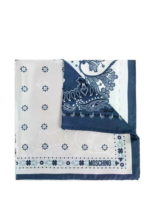 Moschino Paisley Floral Pocket Square - Neutrals