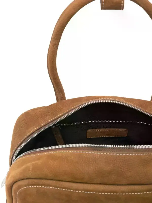 MARGESHERWOOD Soft Suede Embossed-logo Tote Bag - Brown
